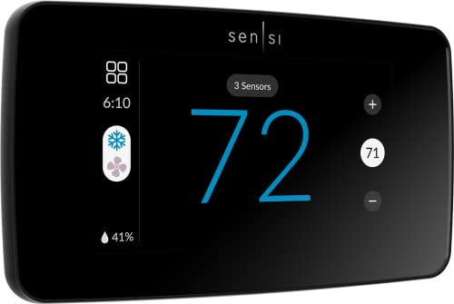 Sensi Touch 2 Black Smart Thermostat by Emerson with Touchscreen Color Display, Programmable, Wi-Fi, Mobile App, Easy DIY, Data Privacy, Works with Alexa, Energy Star Certified, ST76, C-Wire Required