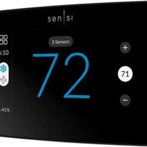 Sensi Touch 2 Black Smart Thermostat by Emerson with Touchscreen Color Display, Programmable, Wi-Fi, Mobile App, Easy DIY, Data Privacy, Works with Alexa, Energy Star Certified, ST76, C-Wire Required