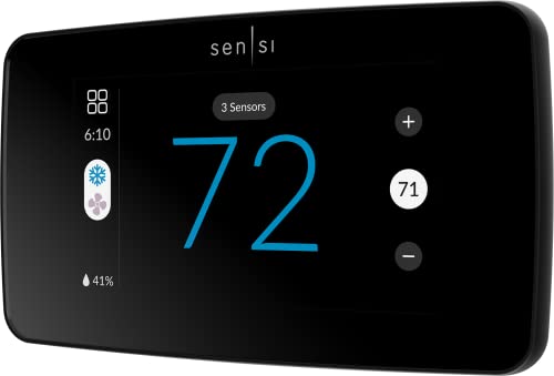 Sensi Touch 2 Black Smart Thermostat by Emerson with Touchscreen Color Display, Programmable, Wi-Fi, Mobile App, Easy DIY, Data Privacy, Works with Alexa, Energy Star Certified, ST76, C-Wire Required