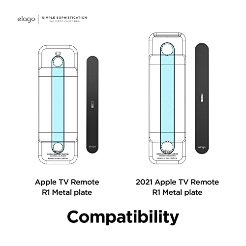 elago Metal Plate Compatible with R1 Apple TV Siri Remote 4K 4th Generation Case - Powerful Magnets Stick to Plate, Adhesive Tape Included, Minimalistic Design, Complete Access, 2 Plates Included