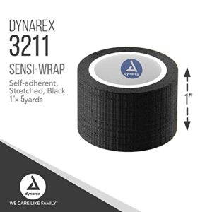 Dynarex Sensi-Wrap Self-Adherent Bandage Rolls, Black, 30 Count, 1" x 5 yds