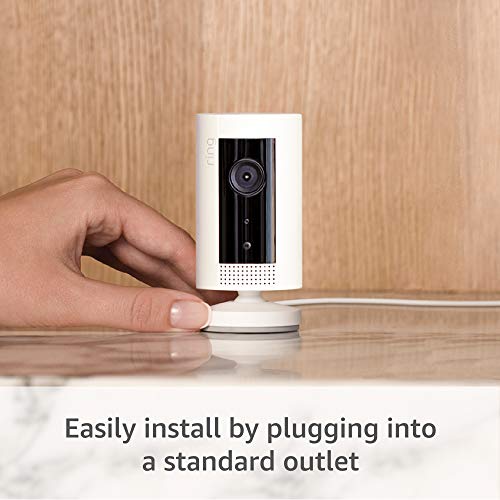 Introducing Ring Indoor Cam, Compact Plug-In HD security camera with two-way talk, White, Works with Alexa – 4-Pack