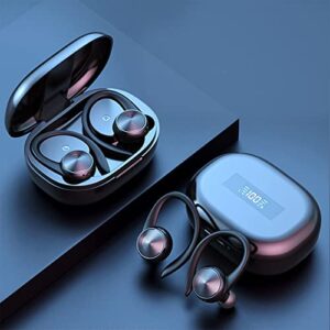 wireless earbuds, wireless bluetooth sport earbuds, running wireless earbuds with 6 hours playt-ime, digital led display over-ear earphones with earhook