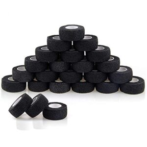 self adhesive bandage rolls bisibita2 grip cover sensi wrap tape for tattoo,sports,wrist,ankle,pets 5-yards 24pcs (1 inch, black)