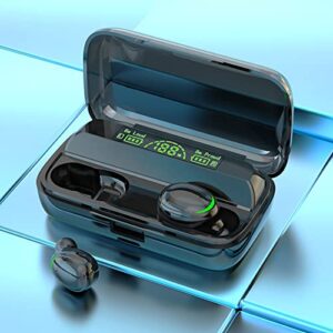 wireless tws earbuds earphones – bluetooth 5.1 in-ear sports headphones, ipx5 waterproof, finger control, led digital display headset with microphone & charging case