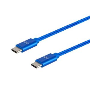 Monoprice USB 2.0 Type-C to Type-C Charge and Sync Nylon-Braid Cable - 10 Feet - Blue, Up to 3 Amps/60 Watts - Palette Series