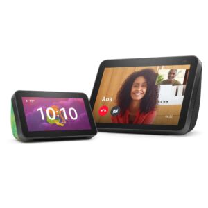 Echo Show 8 (2nd Gen, 2021 release) | Smart display with Alexa - Charcoal + Echo Show 5 (2nd Gen, Kids) - Chameleon