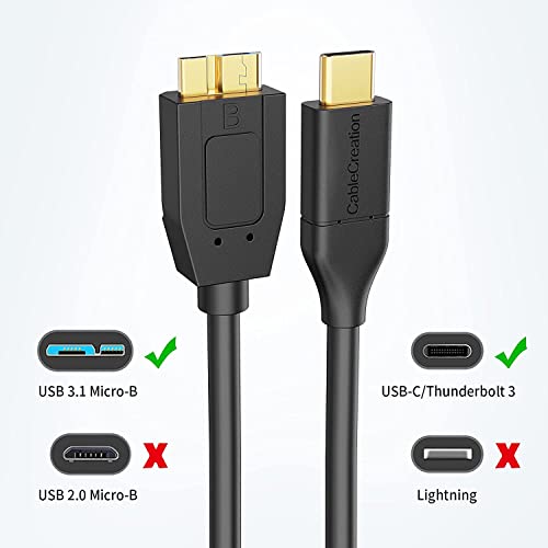 CableCreation USB 3.1 USB C to USB B Cable 4 FT Bundle USB 3.1 C to Micro B Hard Drive Cable 2FT