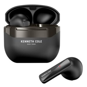 kenneth cole true wireless earbuds bluetooth 5.1 headphones with environment noise cancellation, voice assistant, and mic – one-touch controls built for sports, gaming, and leisure – black