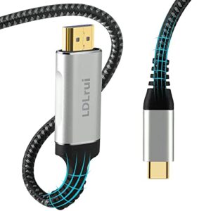 ldlrui long usb c to hdmi cable 16.5ft/5m [4k@60hz high refresh rate], type-c [thunderbolt 3] to hdmi hdr cord compatible with macbook pro/air, ipad pro, surface book 2, galaxy s20, xps, and more