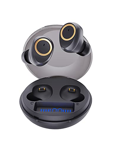 Bluedio D3 Wireless Earbuds, in-Ear Earphones with Charging Case, Car Headset Built-in Mic Support Wireless Charging for Cell Phone, Sport, Black