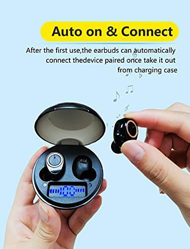 Bluedio D3 Wireless Earbuds, in-Ear Earphones with Charging Case, Car Headset Built-in Mic Support Wireless Charging for Cell Phone, Sport, Black