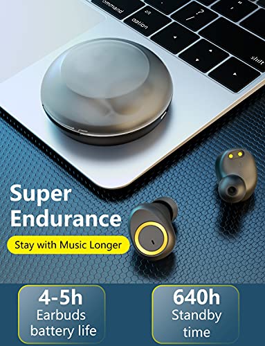 Bluedio D3 Wireless Earbuds, in-Ear Earphones with Charging Case, Car Headset Built-in Mic Support Wireless Charging for Cell Phone, Sport, Black