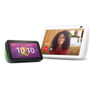 echo show 8 (2nd gen, 2021 release) | smart display with alexa – glacier white + echo show 5 (2nd gen, kids) – chameleon