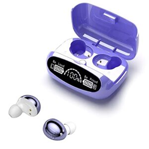 edealz in-ear wireless bluetooth 5.2 headphones, earbuds ipx6 waterproof with microphone rechargeable usb c case for smartphones android ios (purple)