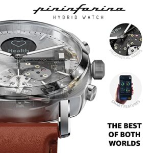 Pininfarina Senso Hybrid Smartwatch - Moonlight Silver ¡V 24/7 Activity, Sleep, Fitness, Sports, Heart Rate Tracking, Smartphone Notification, E-Compass, and Connected GPS