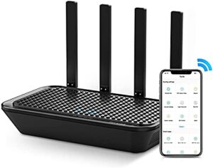 wifi router- ac2100 dual-band smart wi-fi router upgrades to 2033 mbps (5g) high-speed, features mu-mimo, 4 gigabit lan ports, one ssid, parental control, lifetime internet security for video & gaming