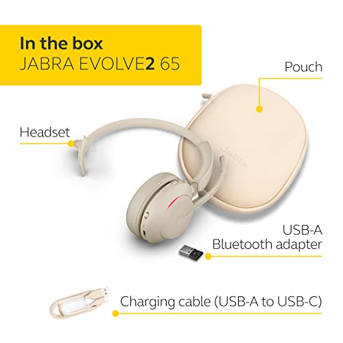 Jabra Evolve2 65 USB-A MS Mono - Beige Wireless Headset/Music Headphones