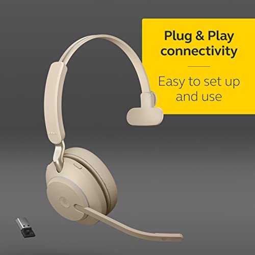 Jabra Evolve2 65 USB-A MS Mono - Beige Wireless Headset/Music Headphones