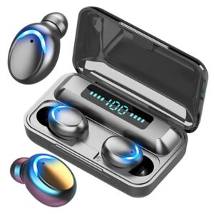 fss led display waterproof earbuds headphone wireless bluetooth earphones auriculares f9 audifonos with 2000mah power headset, black