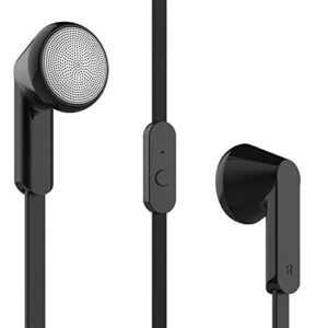 classic earbuds with microphone, anti tangle cord & l-shaped headphone jack