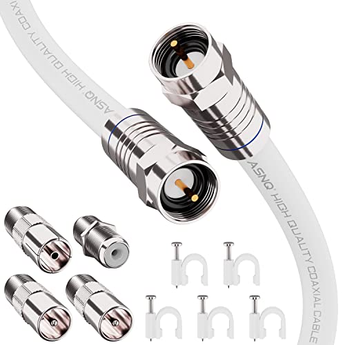 ASNQ RG6 Coaxial Cable Connector Set 75 OHM - High-Speed Premium Coax Cable 30FT - for Internet Digital TV Satellite and Aerial Connections - Includes 4 Extension Couplers to Connect Cable Extensions