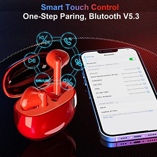 TITACUTE Wireless Earbuds Bluetooth 5.3 Headphone for Samsung S23 Ultra Low Latency Dual Mic Clear Noise Canceling in-Ear Earphone for iPhone 14 Pro Max 13 11 Galaxy A53 S22 S21 A14 Pixel 6 7 Android