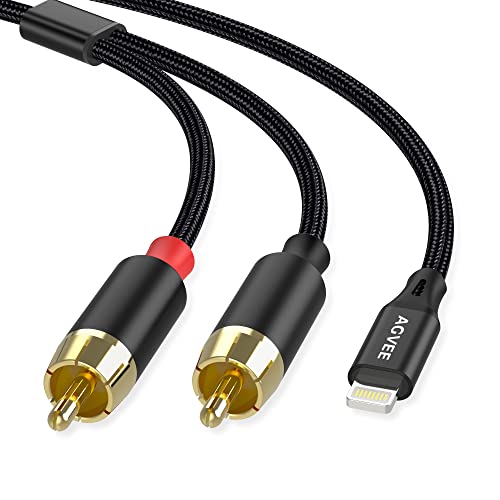 AGVEE 6.6ft [MFi Certified] Lightning to RCA Cable Audio Y Cord Adapter Converter for iPhone 14 13 12 11 XS XR X 8 7 iPad iPod to Car, Home Stereo Speaker Headphone, Amplifiers, HDTV, Black