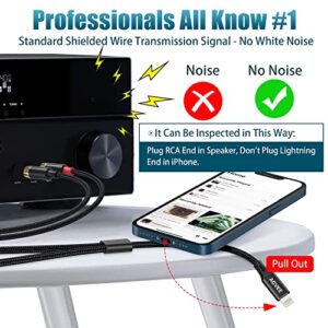 AGVEE 6.6ft [MFi Certified] Lightning to RCA Cable Audio Y Cord Adapter Converter for iPhone 14 13 12 11 XS XR X 8 7 iPad iPod to Car, Home Stereo Speaker Headphone, Amplifiers, HDTV, Black