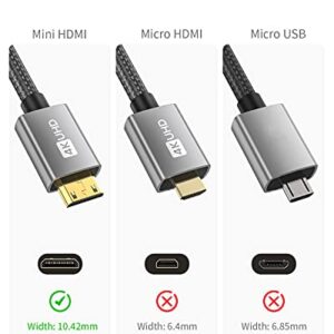 Silkland Mini HDMI to HDMI Cable 4K, [High Speed, Braided] HDMI Mini 2.0 Cord, ARC, HDR, Compatible with Nikon, Canon EOS, DSLR Camera, Camcorder, Tablet, Graphics Video Cards, Pico Projector, 6.6FT