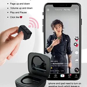 TIK Tok Remote Control, Tiktok Button Wireless Scrolling Ring Bluetooth Control Page Turner with Charging Case Compatible with iOS/Android (Black)