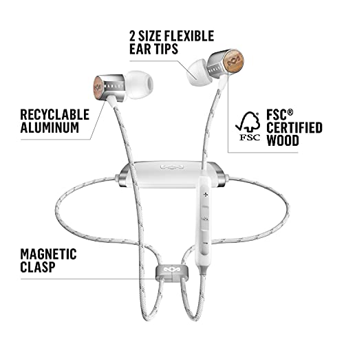 House of Marley Uplift 2 Wireless: Wireless Earphones with Microphone, Bluetooth Connectivity, 10 Hours of Playtime, and Sustainable Materials (Silver)