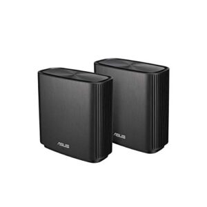 asus zenwifi ac whole-home tri-band mesh system (ct8 2 pack charcoal) coverage up to 5,400 sq.ft, ac3000, wifi, life-time free network security and parental controls, 4x gigabit ports, 3 ssids