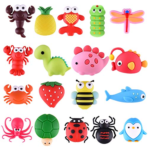 TUPARKA 18 pcs Cable Protector for iPhone,ipad USB Cable, Plastic Cable Protectors Cute Fish Dinosaur Animals Charging Cable Saver, Phone Accessory Protect USB Charger