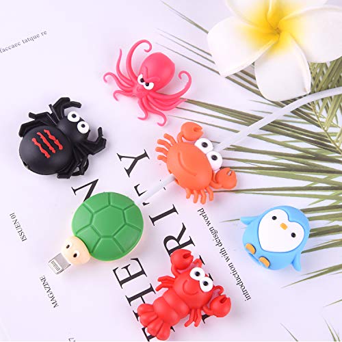 TUPARKA 18 pcs Cable Protector for iPhone,ipad USB Cable, Plastic Cable Protectors Cute Fish Dinosaur Animals Charging Cable Saver, Phone Accessory Protect USB Charger