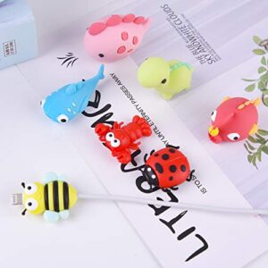 TUPARKA 18 pcs Cable Protector for iPhone,ipad USB Cable, Plastic Cable Protectors Cute Fish Dinosaur Animals Charging Cable Saver, Phone Accessory Protect USB Charger