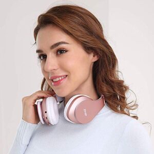 2 Items,1 Rose Gold Zihnic Over-Ear Wireless Headset Bundle with 1 Black Red Zihnic Foldable Wireless Headset