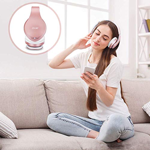 2 Items,1 Rose Gold Zihnic Over-Ear Wireless Headset Bundle with 1 Black Red Zihnic Foldable Wireless Headset