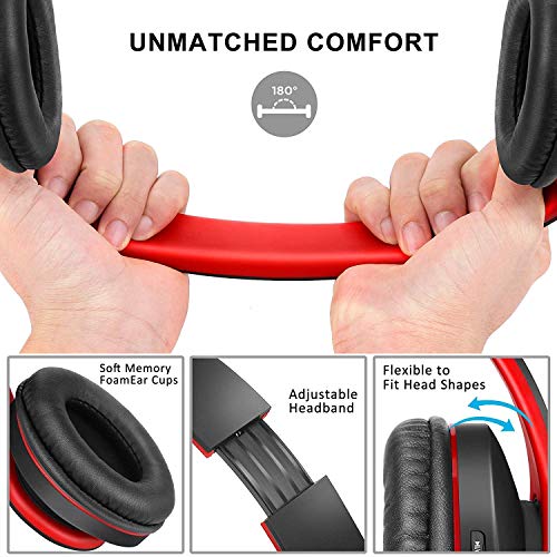 2 Items,1 Rose Gold Zihnic Over-Ear Wireless Headset Bundle with 1 Black Red Zihnic Foldable Wireless Headset