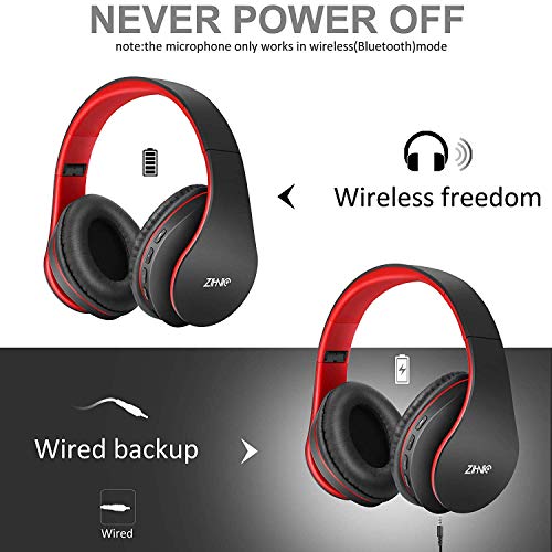 2 Items,1 Rose Gold Zihnic Over-Ear Wireless Headset Bundle with 1 Black Red Zihnic Foldable Wireless Headset