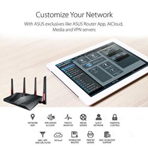 ASUS AC3100 WiFi Gaming Router (RT-AC88U) - Dual Band Gigabit Wireless Router, WTFast Game Accelerator, Streaming, AiMesh Compatible, Included Lifetime Internet Security, Adaptive QoS, MU-MIMO