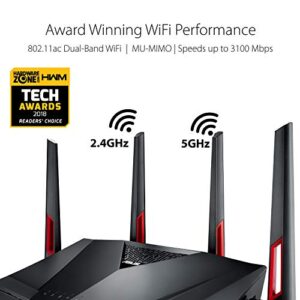 ASUS AC3100 WiFi Gaming Router (RT-AC88U) - Dual Band Gigabit Wireless Router, WTFast Game Accelerator, Streaming, AiMesh Compatible, Included Lifetime Internet Security, Adaptive QoS, MU-MIMO