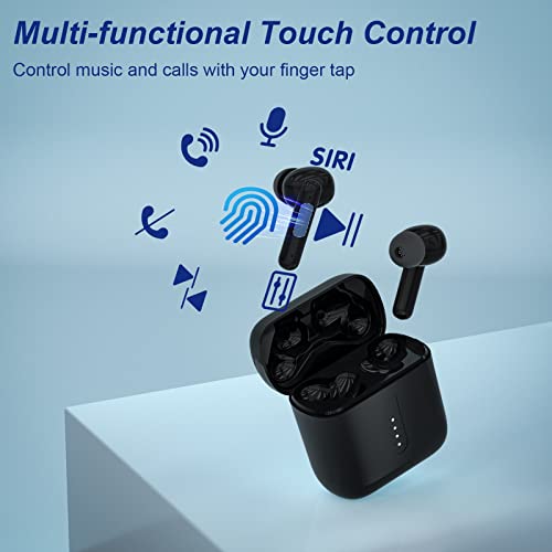 VEECOH True Wireless Earbuds Bluetooth Headphones Deep Bass Earphones,25H Playtime LED Display Touch Control Built-in Microphone in-Ear IPX5 Waterproof Headset for Airpods iPhone Samsung iOS Android