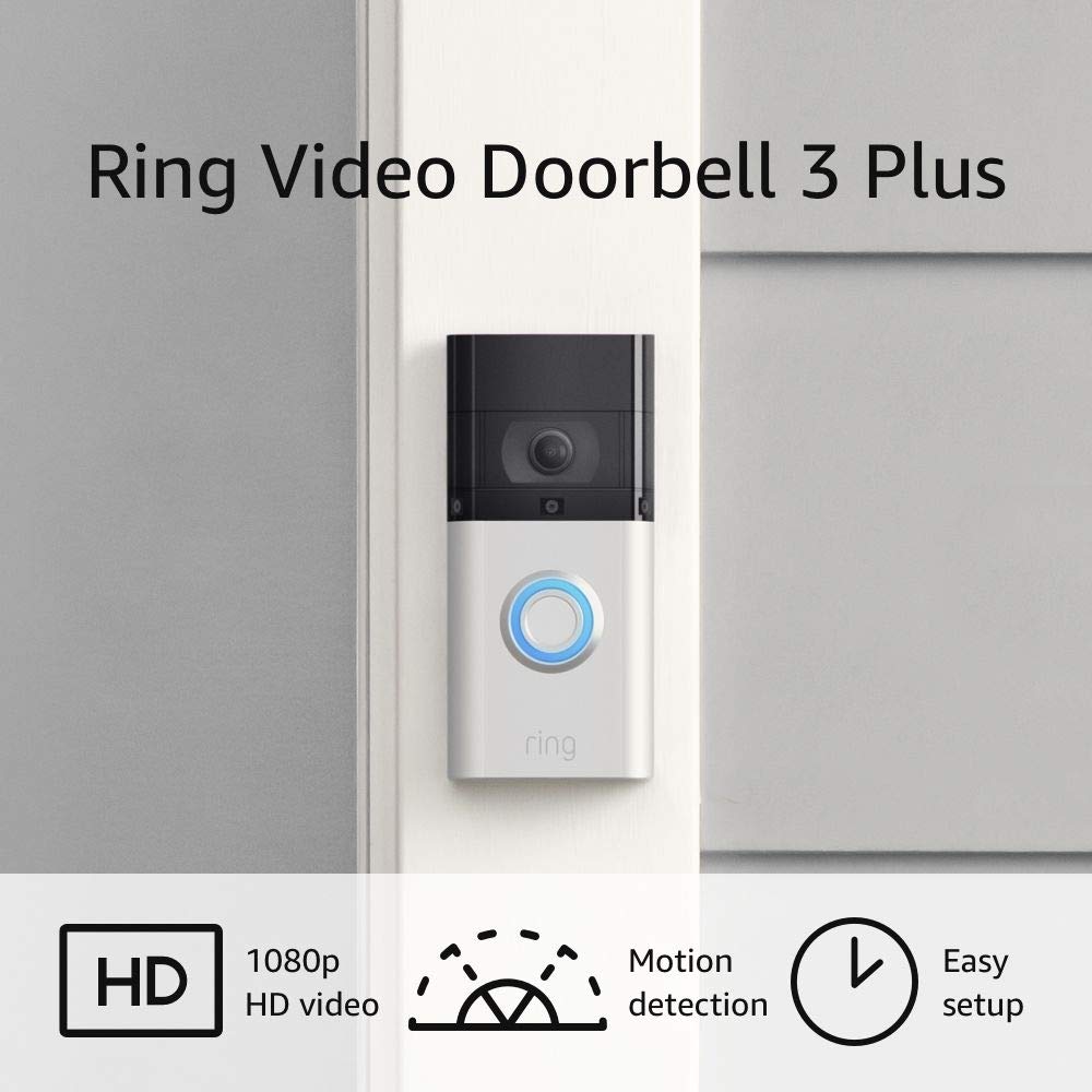 Certified Refurbished Ring Video Doorbell 3 Plus – enhanced wifi, improved motion detection, 4-second video previews, easy installation