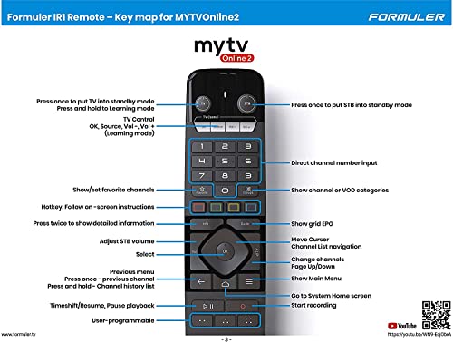 Latest and Upgraded Formuler IR Remote Control formuler z7+ 5g, z8, z8 pro, z10, z10 pro, z10 se, z10 pro max, z Plus neo, z Alpha, cc Model only by E4U