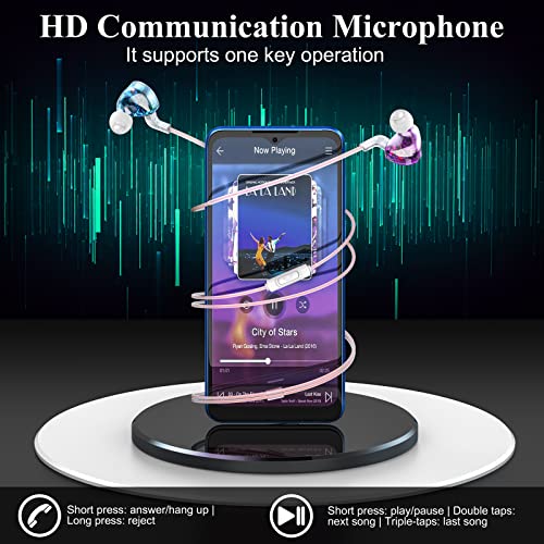 Wired Earbuds 3.5mm Sports Headphones for Samsung A13 A03s Bass Stereo HiFi Stereo in-Ear Earphone with Mic for Samsung Galaxy A52 A33 iPhone 6S 6 5S SE Pixel 5a 4a 3a MP3 MP4 PS5 Laptop