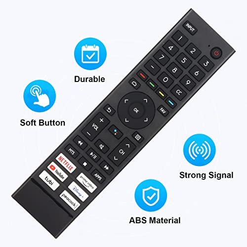 ERF3J80H Universal Replaced Remote Fit for All Hisense 4K UHD Android Smart TV A6G U6G U8G Series 75A6G 70A6G 65A6G 60A6G 55A6G 50A6G 43A6G 55U68G 50U6G 65U6G 75U6G 50U68G 75U68G NO Voice Command