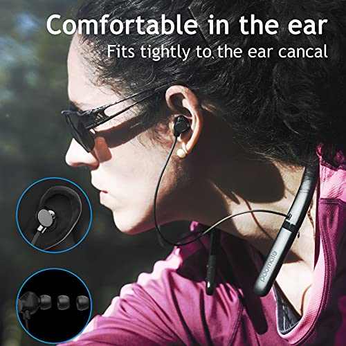 Padmate Bluetooth Headphone Wireless Neckband with Magnetic Earbuds, in-Ear Sport Headset Noise Cancelling Earphones with Mic CVC8.0, Dual Pair Mode 16H Playtime, Hi-Fi Sound, IPX5 QCC Chip (Black)