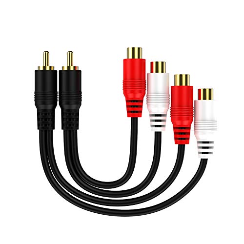 2 Pack Audio Speaker Y Adapter Splitter Cable with OFC Conductor Dual Shielding Gold Plated Metal Shell Flexible PVC Jacket - 0.2M / 0.6FT