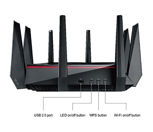 ASUS RT-AC5300 AC5300 Tri-Band WiFi Gaming Router, MU-MIMO, AiProtection Lifetime Security by Trend Micro, AiMesh Compatible for Mesh WiFi System, WTFast Game Accelerator (Renewed)